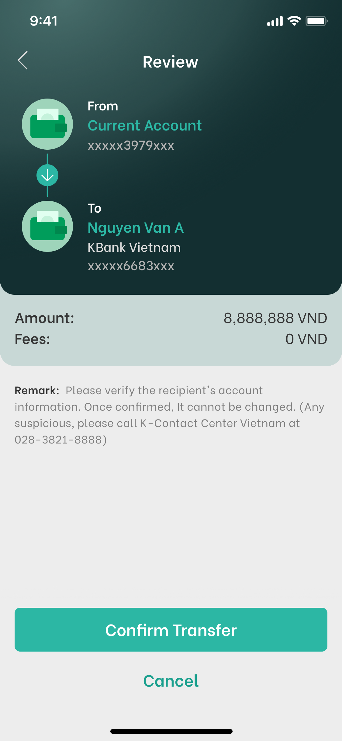 K PLUS Vietnam Application Guide - Transfer funds to KBank Account
